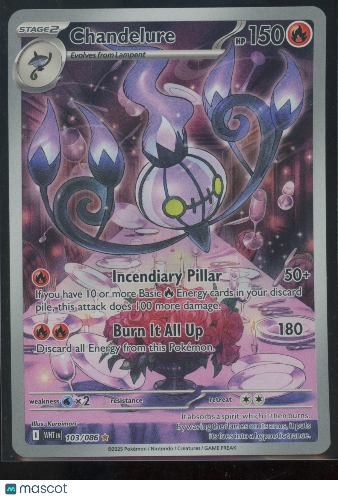 2025 Pokemon Scarlet & Violet White Flare Chandelure #103/086 – Gameday Sports Cards
