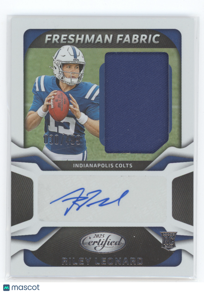 2025 Panini Certified Riley Leonard #FBC-RLD Freshman Fabric Auto RC 0 ...