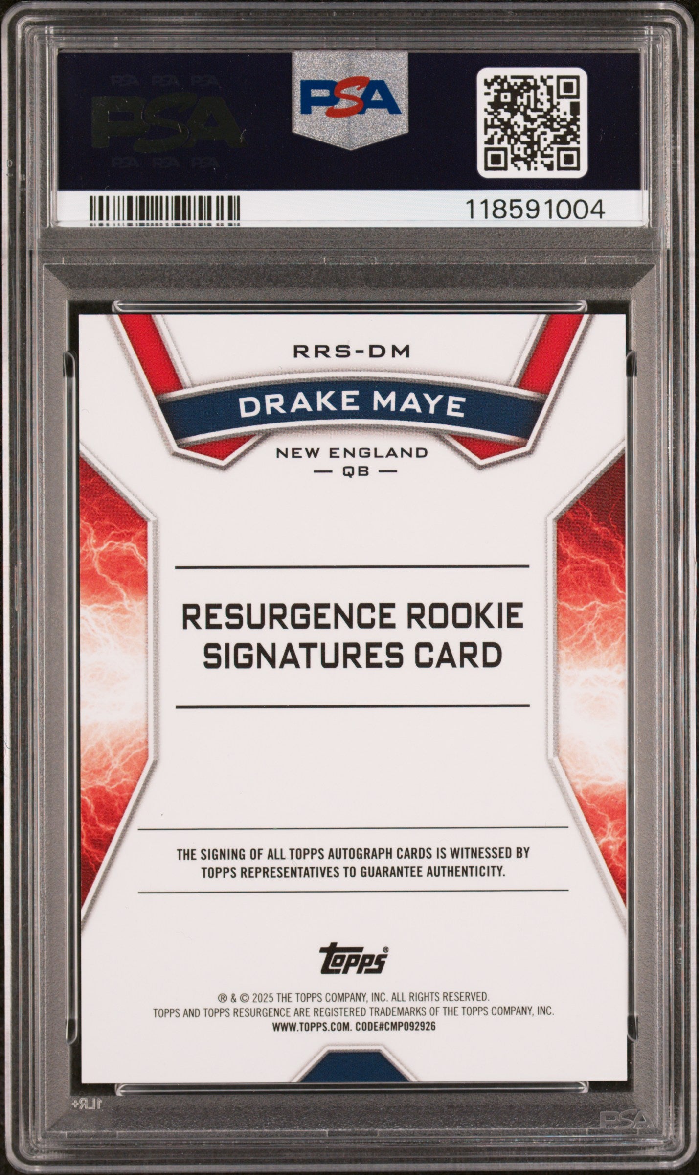 2024 Topps Resurgence Football Drake Maye #RRSDM Rookie Signatures PSA ...