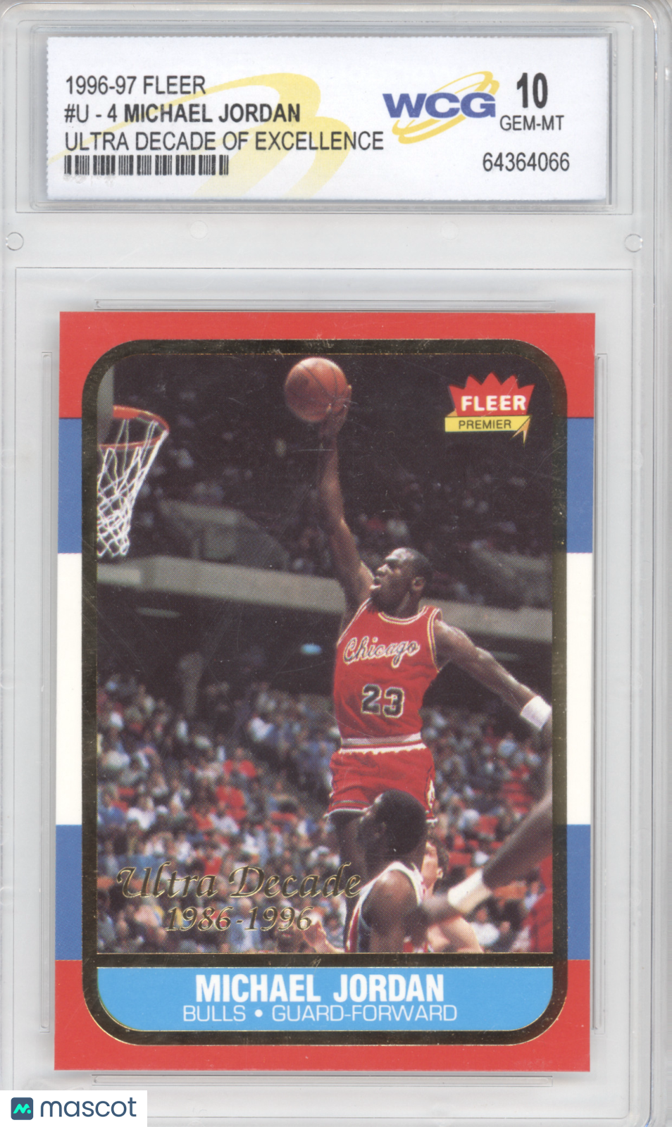 1996 Fleer Michael Jordan #U-4 Ultra Decade of Excellence WCG 10 ...