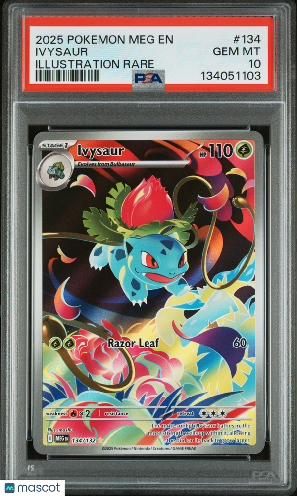 2025 Pokemon Mega Evolution Ivysaur Illustration Rare PSA 10 #134/132 ...