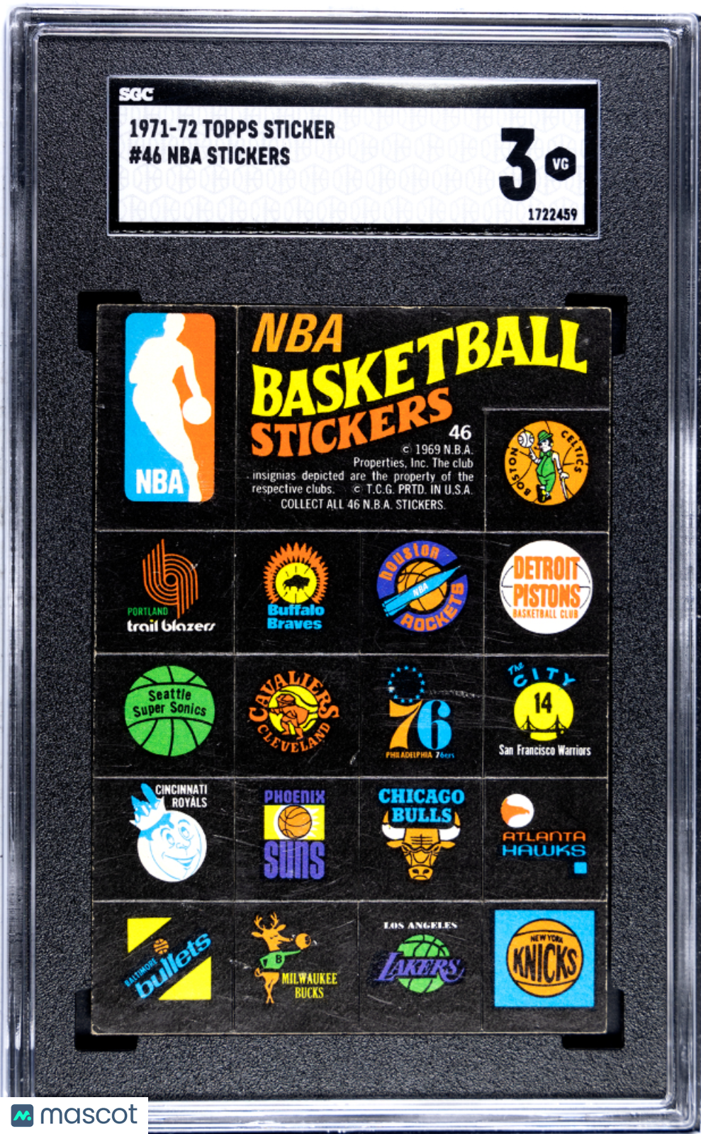 1971 Topps Sticker NBA Stickers #46 SGC 3 – Gameday Sports Cards