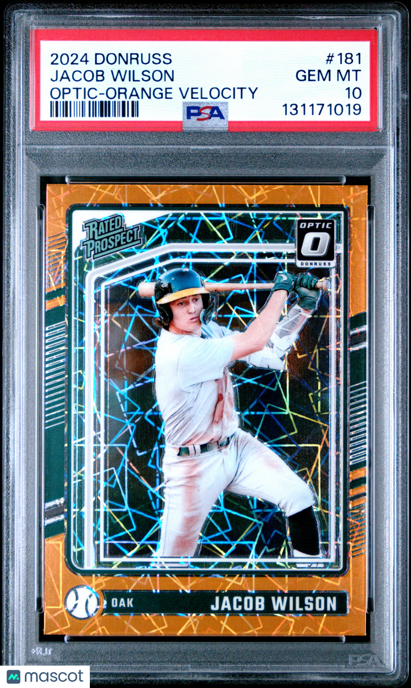 2024 Donruss Optic Rated Rookie Jacob Wilson #181 Orange Velocity PSA ...
