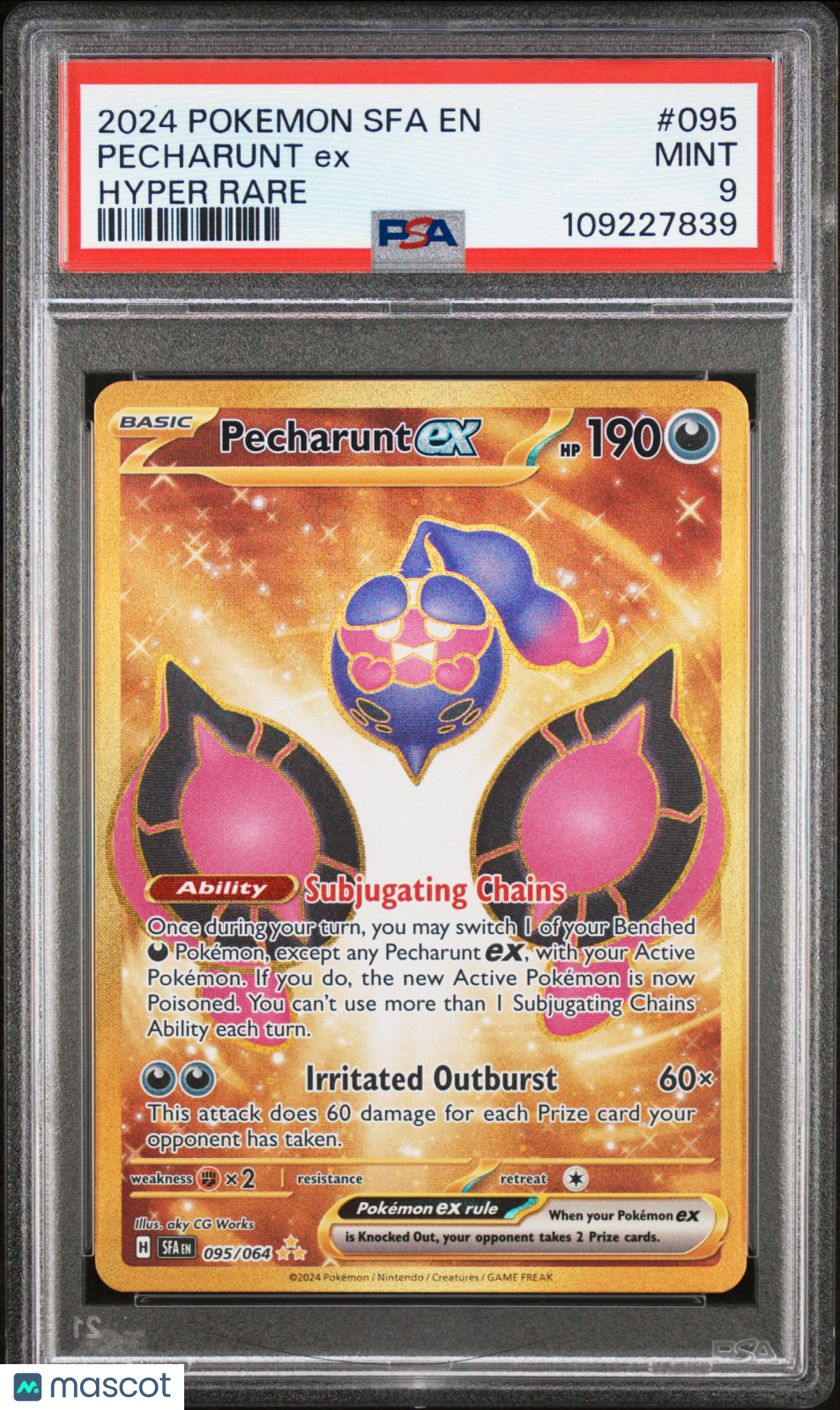 2024 Pokemon Sfa EN-Shrouded Fable Pecharunt EX #095 Hyper Rare PSA 9 ...